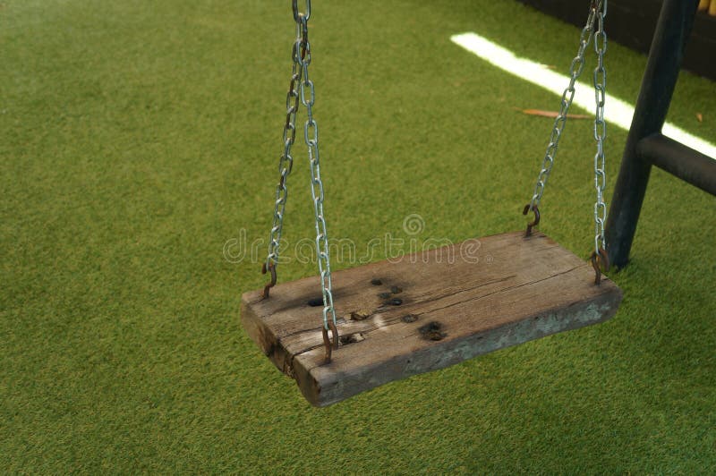 Chain Swing Hanging for Kids in Garden. Stock Photo - Image of tree ...