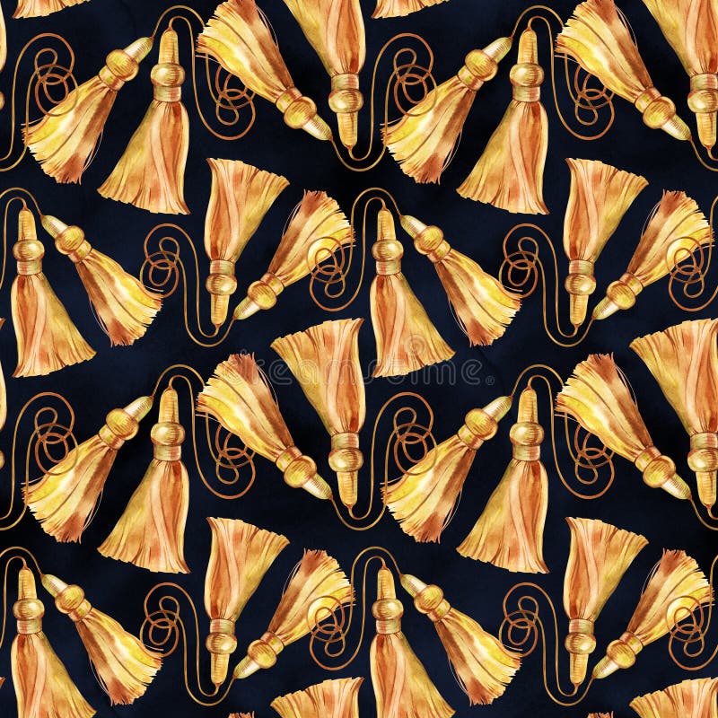 Chain, Tassel and Baroque Design Pattern. Seamless Background. Stock ...