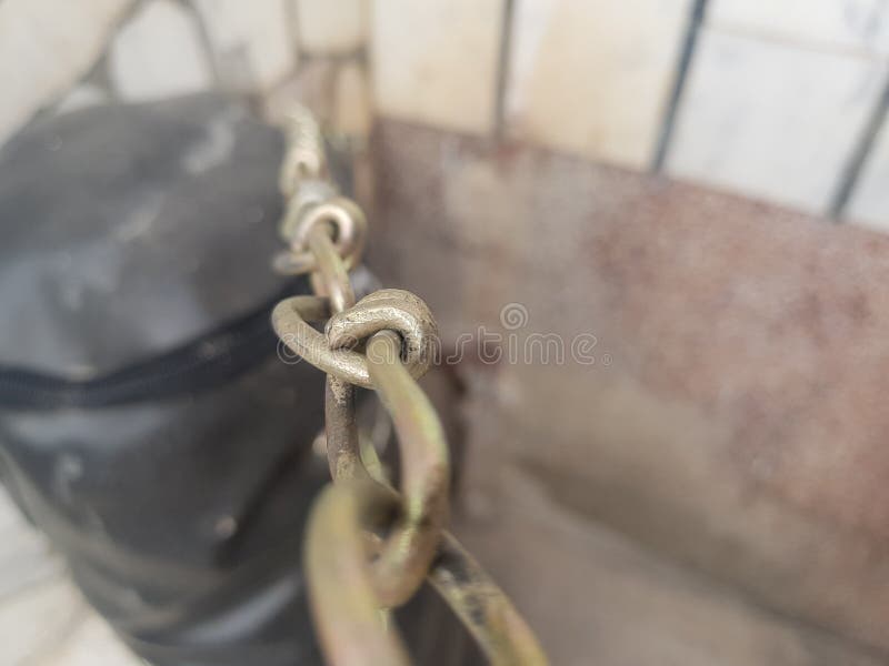 Chain to boxing bag stock photo. Image of boxing, tight - 181619698