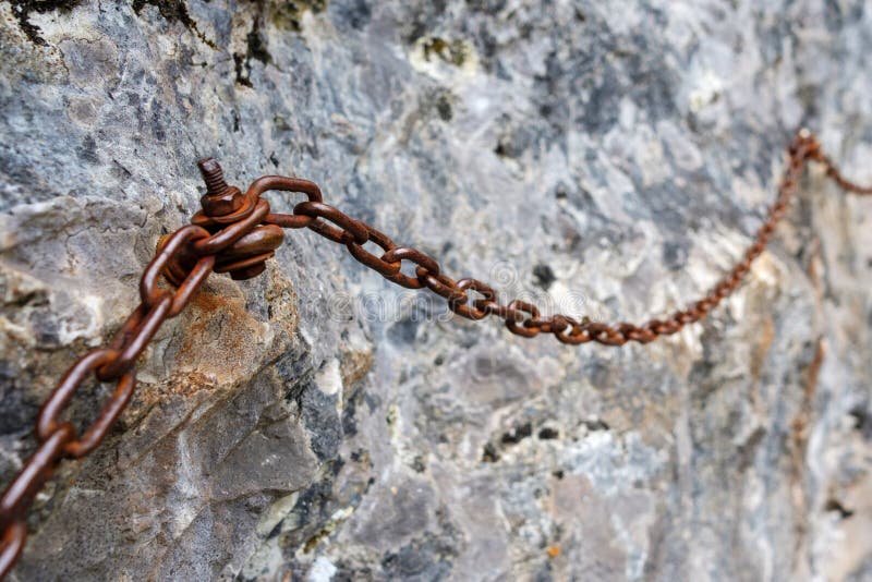 Chain To Hold when Walking on the Edge of a Cliff for a Walk Stock ...