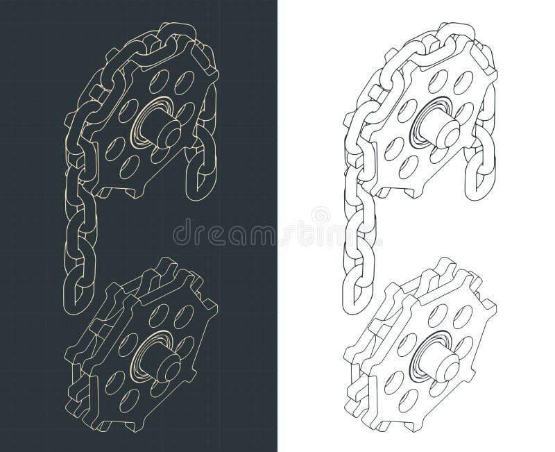 Chain Transmission Drawings Stock Vector - Illustration of mechanical ...
