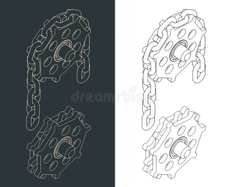 Chain Transmission Drawings Stock Vector - Illustration of mechanical ...