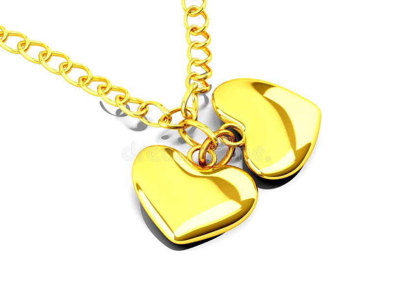 Chain with two heart stock illustration. Illustration of precious - 3353644