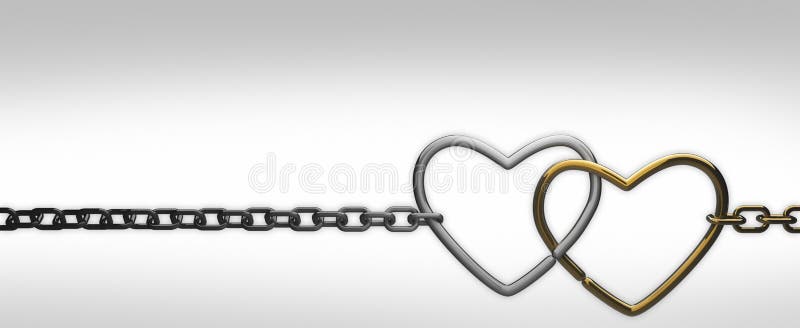 Chain with two hearts stock illustration. Illustration of necklace ...