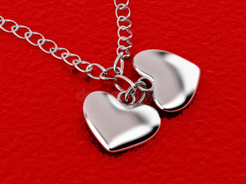 Chain with two hearts. 3d stock illustration. Illustration of human ...