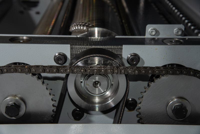 Chain and V-belt Transmission in a Woodworking Machine Stock Image ...