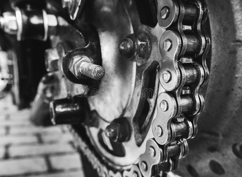 Chain on the Wheel of a Chopper Motorcycle Close-up Stock Image - Image ...