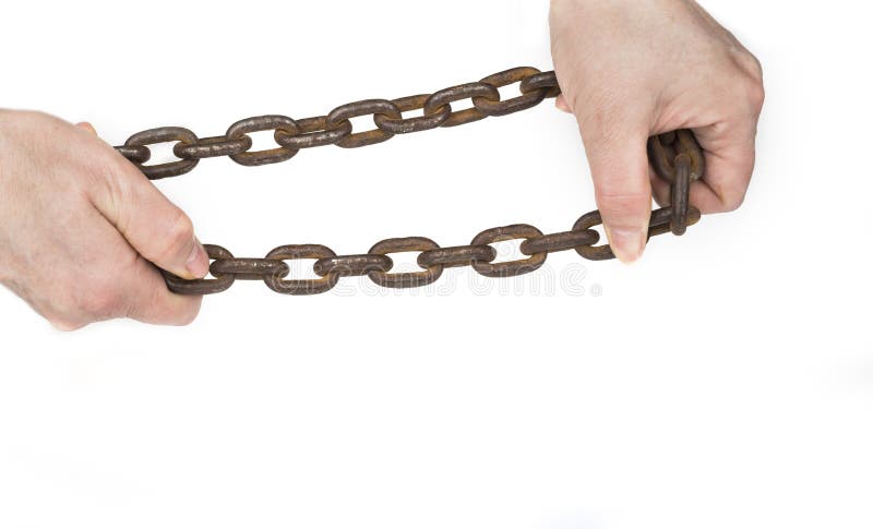 Chain in a Woman Hands on a White Stock Image - Image of women, hands ...