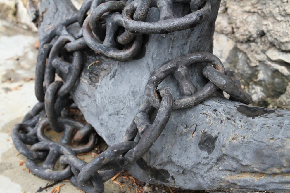 Chain Wrapped Around the Anchor Stock Photo - Image of wrapped, grey ...