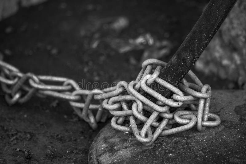 Chain Wrapped Around an Iron Structure Stock Image - Image of safety ...