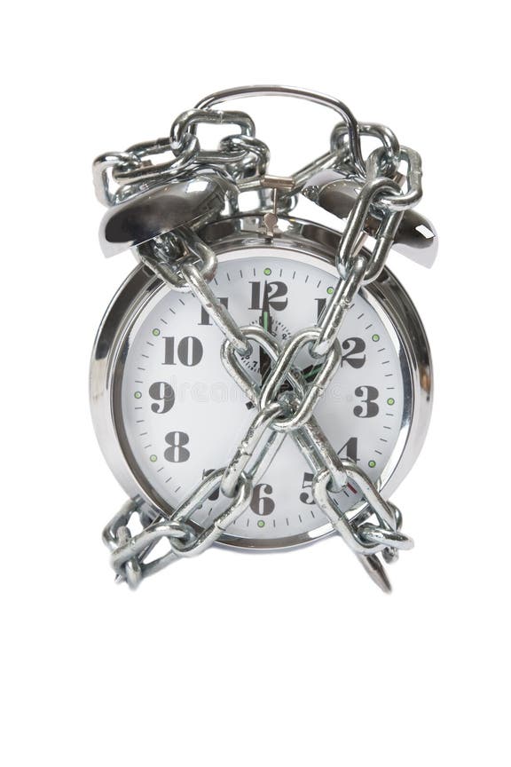 Chained Alarm clock stock image. Image of holding, chain - 16446133