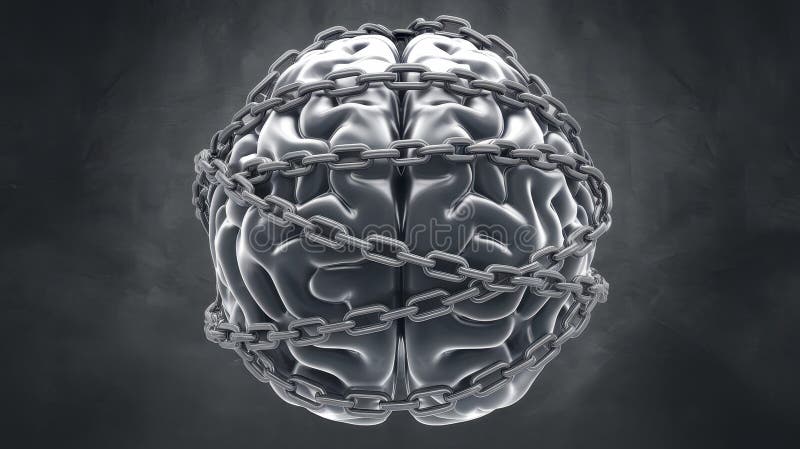 A Chained Brain Symbolizing Mental Confinement and Restrictions. Stock ...
