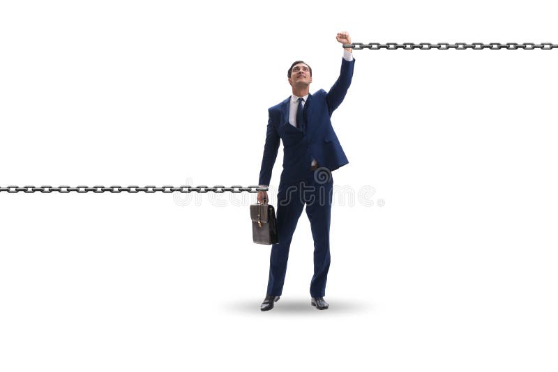 Chained Businessman in Workaholic Concept Stock Photo - Image of ...