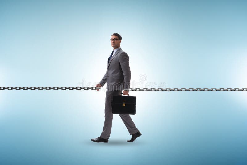 Chained Businessman in Workaholic Concept Stock Image - Image of ...