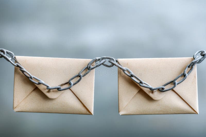Chained Envelopes Symbolizing Security and Connection Stock Image ...