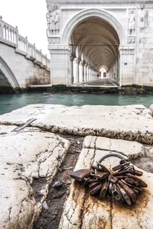 Chained forever in Venice stock image. Image of lock - 108845265
