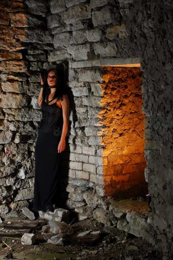 Chained Goth Girl stock image. Image of lady, pose, locked - 6355453