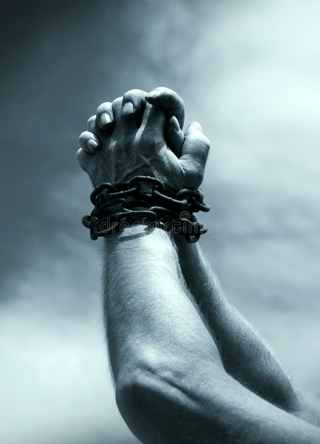 Chained Hands Praying for Help Stock Photo - Image of bounding, iron ...