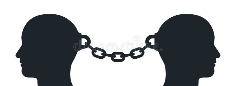 Chained Heads of Two Men Confined Dependence Stock Vector ...