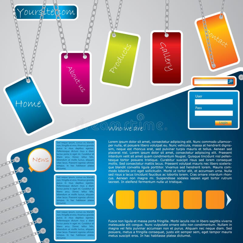 Blue Website Template: Front Page Stock Vector - Illustration of icon ...