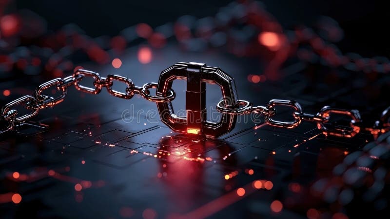 Chained Links of Resistance Digital Realm 3d Render Abstract Close-up ...