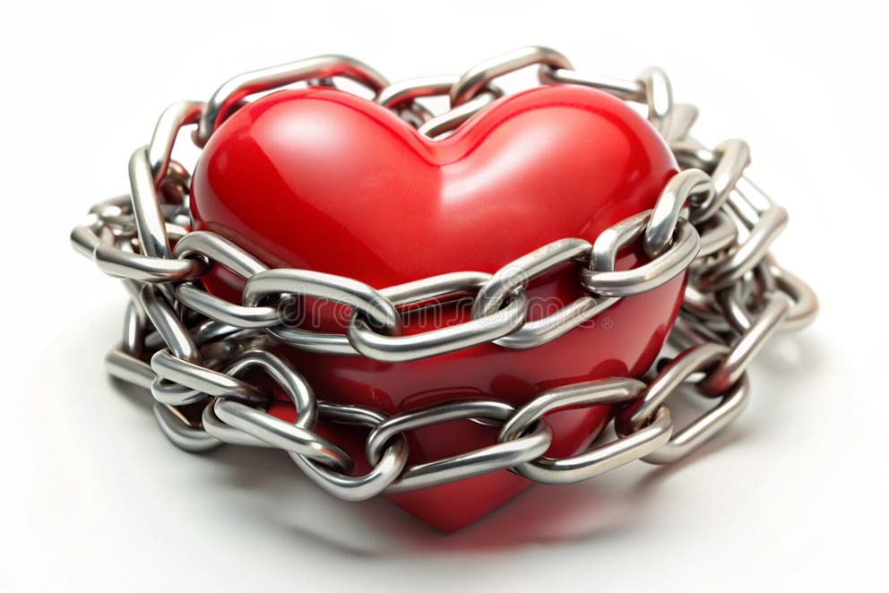 Chained Red Heart stock illustration. Illustration of message - 367164325