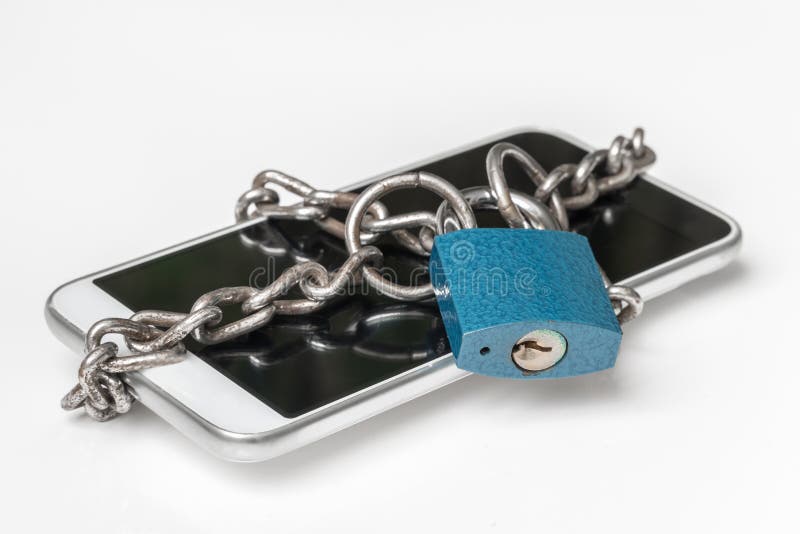 Chained Smartphone with Lock - Mobile Phone Security Stock Image ...