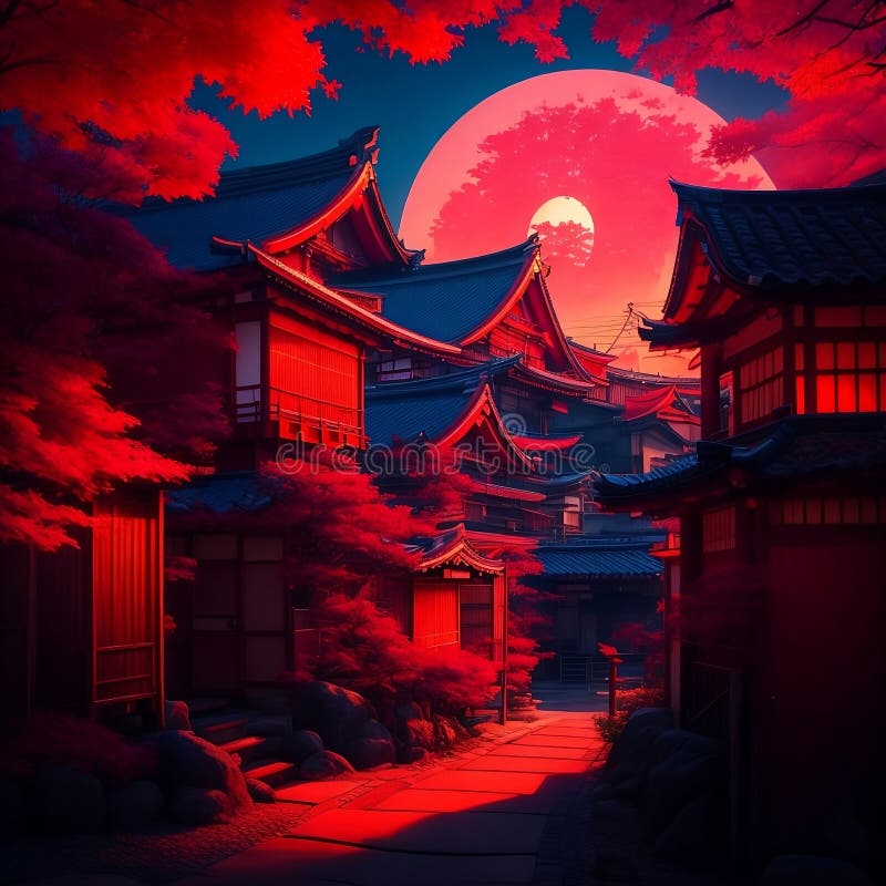 Chaines town red colourful stock image. Image of colo - 288642611