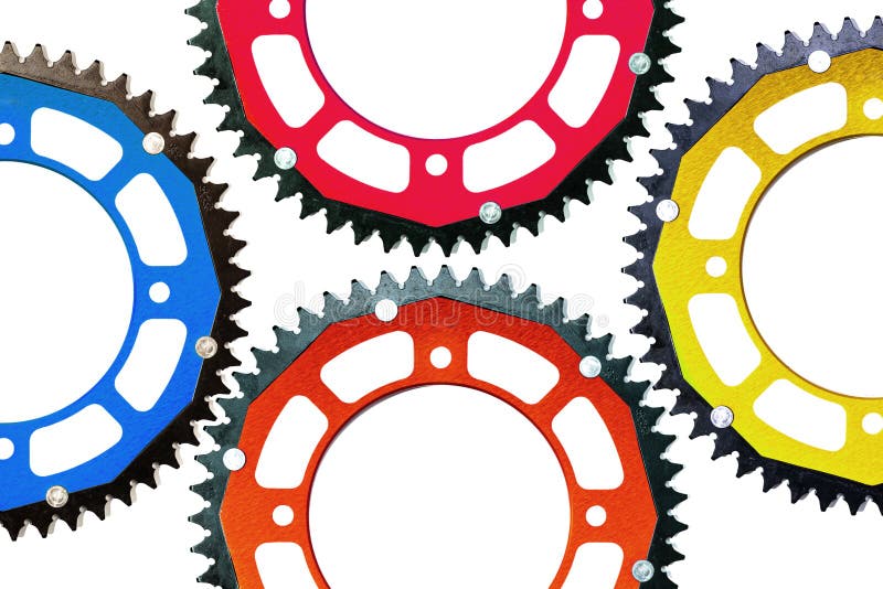 Chainrings Rear Sprocket of a Motorcycle on a White Background Stock ...