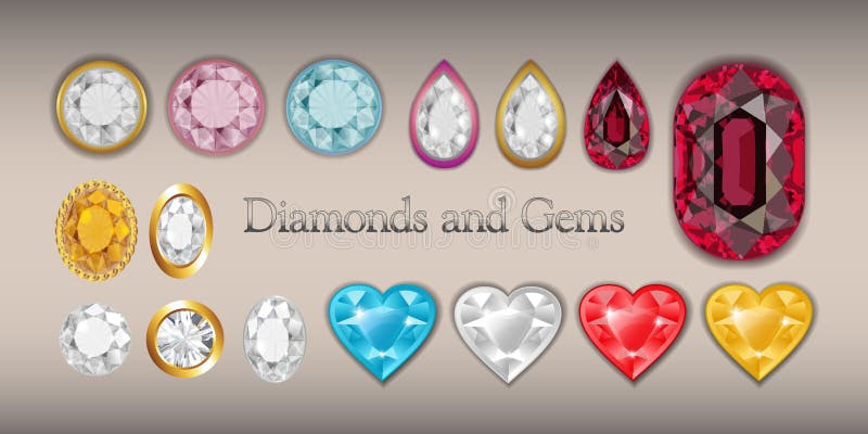 Diamonds and Gemstones Collection Diamond Shapes Set Plus Gems and ...