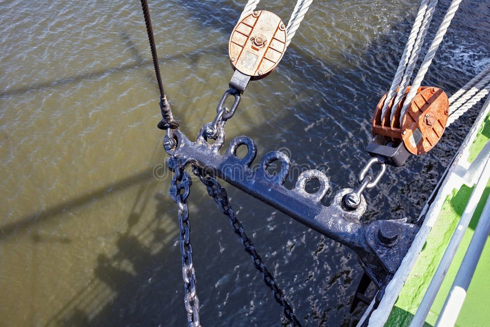 Chains and Blocks As Part of Rigging. Stock Image - Image of metal ...