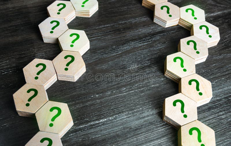 Chains of Blocks with a Question Mark. Unknown Facts. Curiosity ...