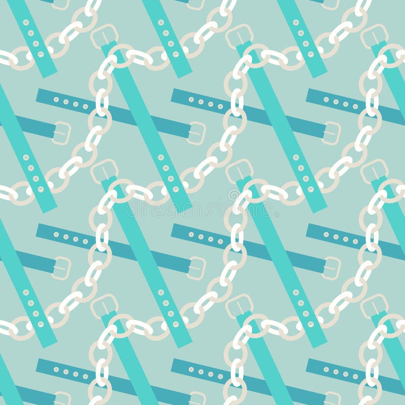 Chains and Blue Belts Seamless Pattern Design Stock Vector ...