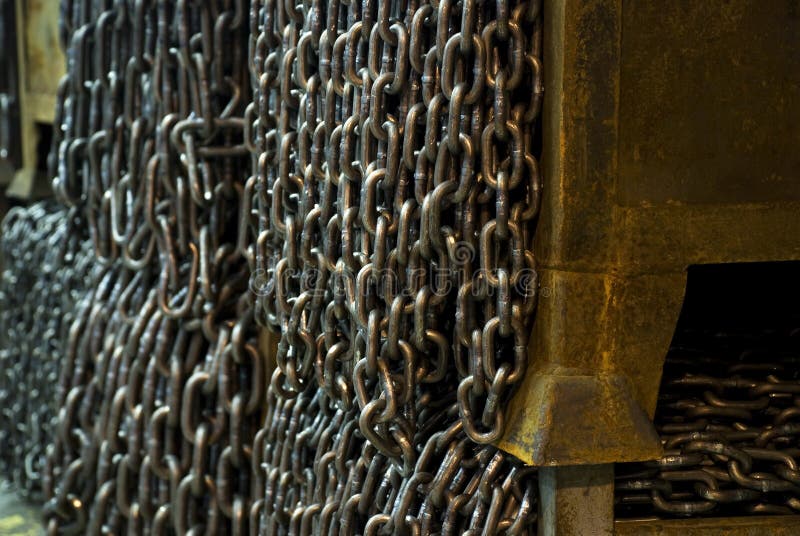 Chains in boxes stock image. Image of hanging, indoors - 5400245