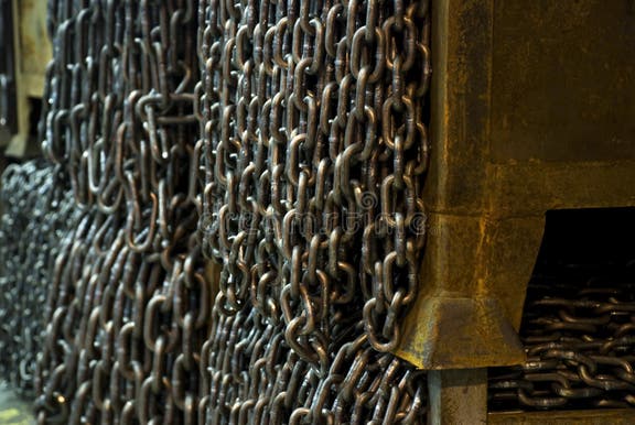 Chains in boxes stock image. Image of hanging, indoors - 5400245