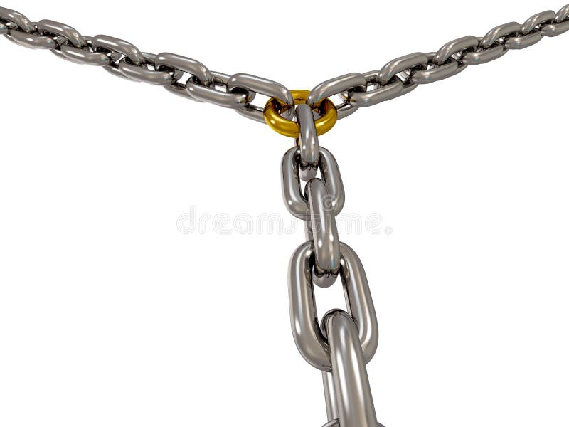 Two 3d Chains Connected with One Link Stock Illustration - Illustration ...