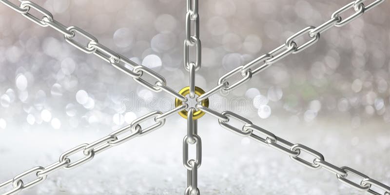 Two 3d Chains Connected with One Link Stock Illustration - Illustration ...