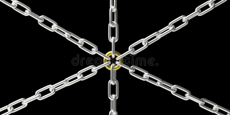 Two 3d Chains Connected with One Link Stock Illustration - Illustration ...
