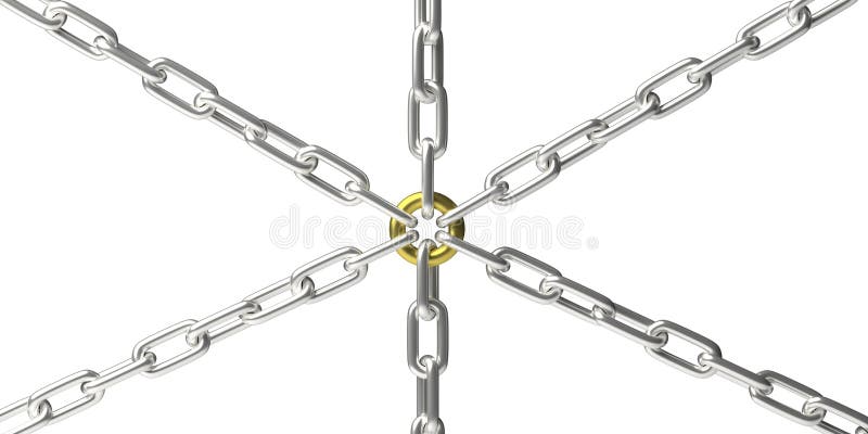 Two 3d Chains Connected with One Link Stock Illustration - Illustration ...