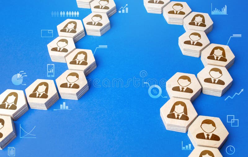 Chains of Connected People with Graphical Information Indicators. Chain ...