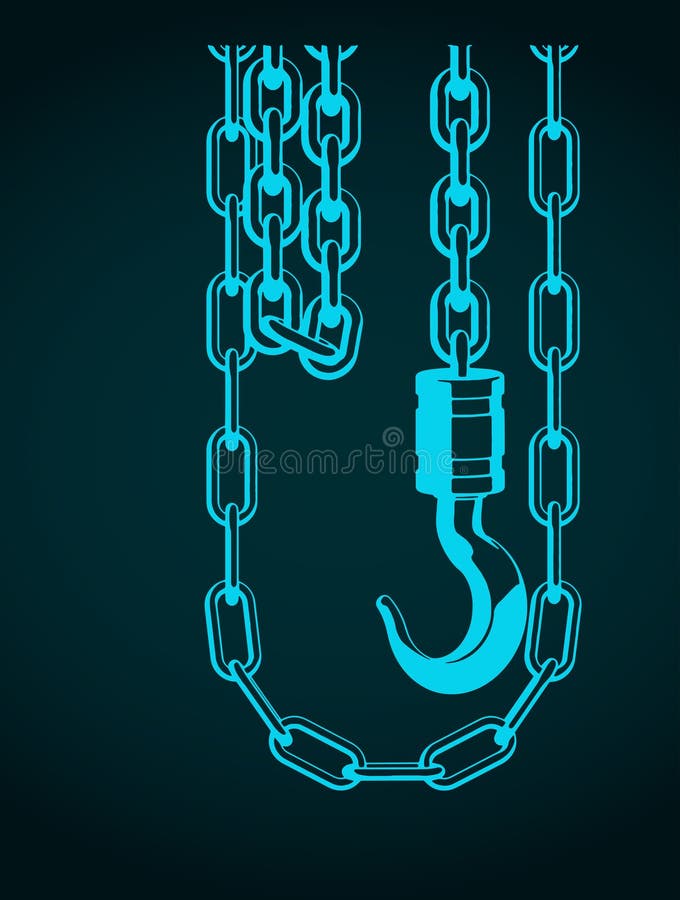 Chains and crane hook stock vector. Illustration of mechanism - 291326221