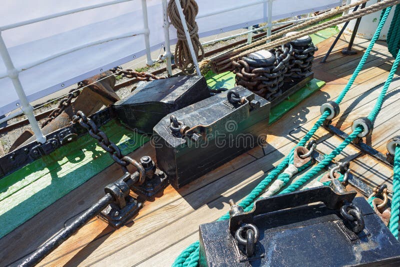 Chains and Fastening As Part of Rigging. Stock Image - Image of ...