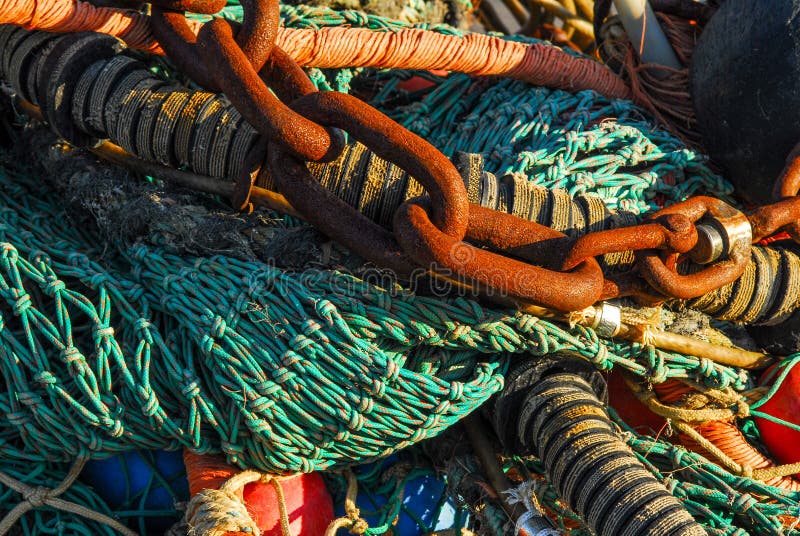 Chains and fish trawl stock image. Image of wooden, trap - 82526721