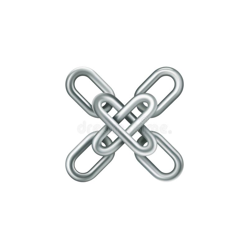 Chains Linked Together Forming an X Shape on a White Surface, Metallic ...