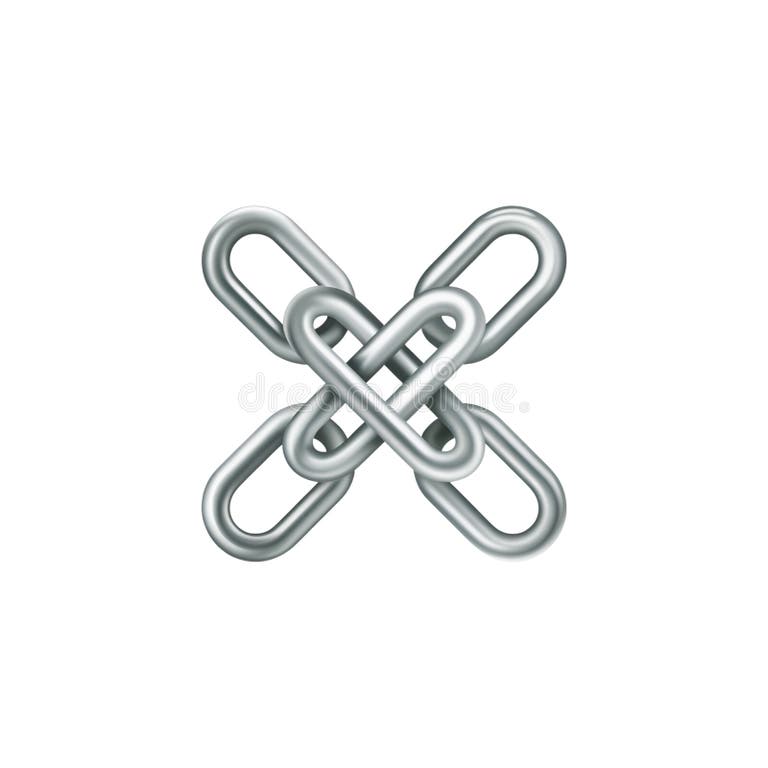 Chains Linked Together Forming an X Shape on a White Surface, Metallic ...