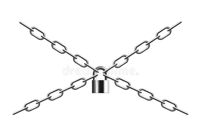 Chains with Lock Composition Stock Vector - Illustration of strength ...