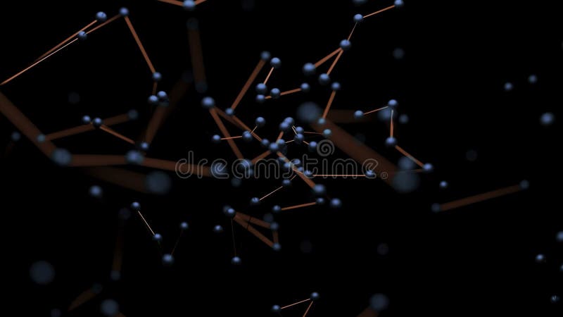 Chains of Molecules in Stream on Black Background. Design. Molecules ...