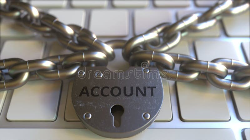 Chains and Lock with ACCOUNT Text on the Computer Keyboard. Conceptual ...