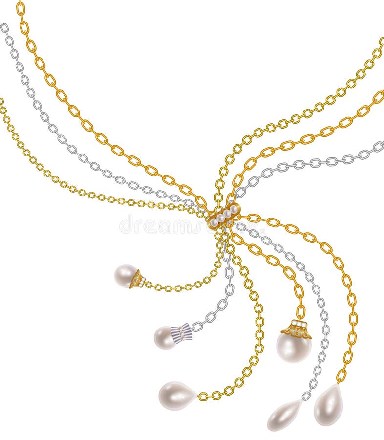 Chains with pearls stock vector. Illustration of pearls - 62076276