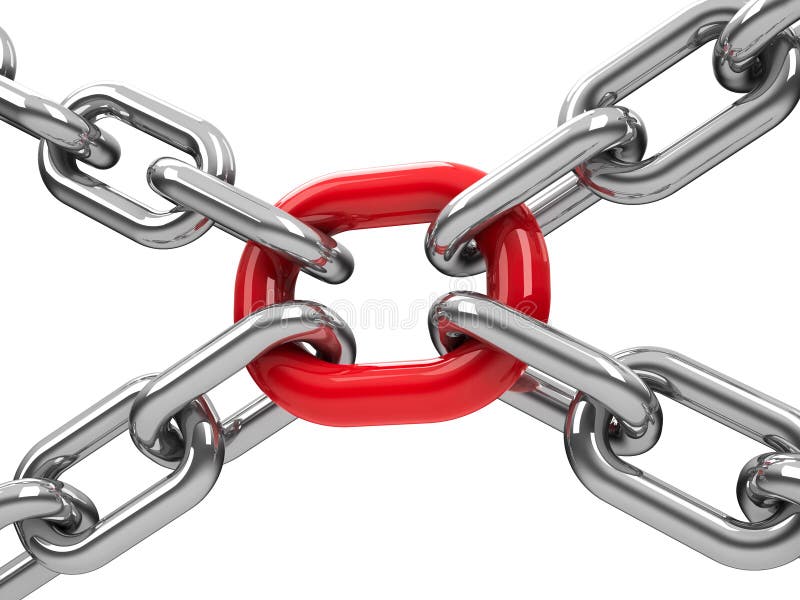 Chains with red link 3 stock illustration. Illustration of gloss - 94803044